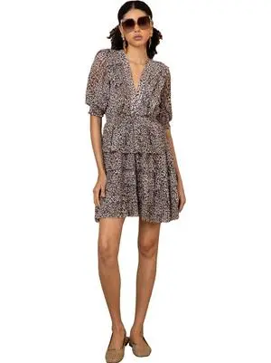 Hale Bob Blanche Chiffon Mini Dress - Brown