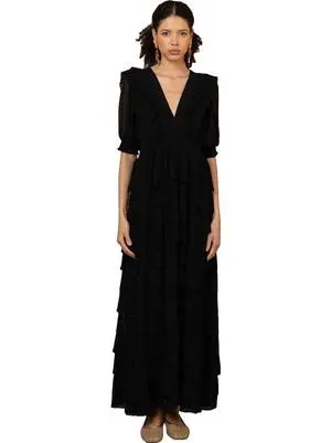 Hale Bob Chiffon Maxi Dress - Black