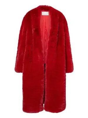 THE FRANKIE SHOP Belted Faux-fur Long Coat - Red
