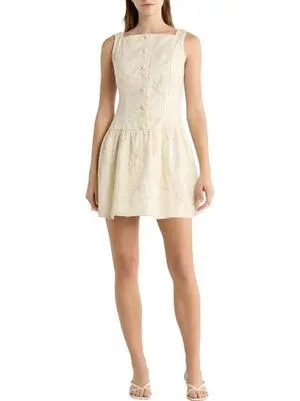Moon River Floral Embroidery Cotton Dress - Ivory