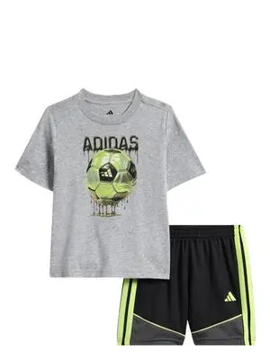 Adidas Soccer Ball Graphic T-shirt & Athletic Shorts Set - Medium Grey Heather