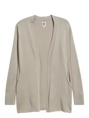 Anne Klein Open Front Fine Knit Cardigan - Porcini