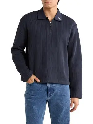 HONOR THE GIFT Wavy Knit Long Sleeve Zip Polo