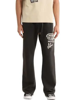 HONOR THE GIFT Not Allowed Graphic Cotton Fleece Pants - Black