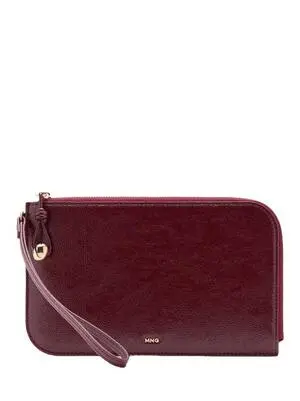 Mango Mini Beaded Faux Leather Wristlet - Burgundy