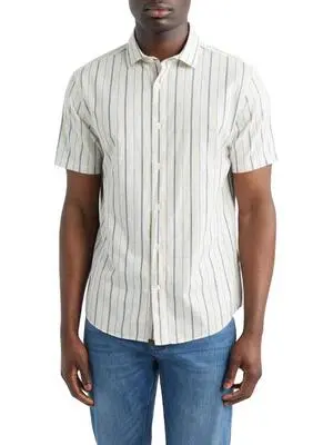 Billy Reid Donelson' Short Sleeve Check Sport Shirt - Tinted White/carbon Blue