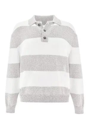Paul & Shark Striped Knit Polo Shirt - Neutrals