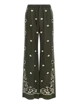 P.a.r.o.s.h Embroidered Flared Trousers - Green