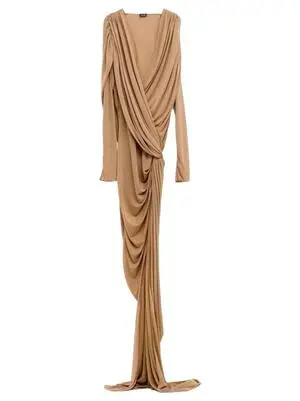 Atlein Draped Maxi Dress - Neutrals