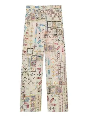 Momoni Printed Straight Trousers - Neutrals