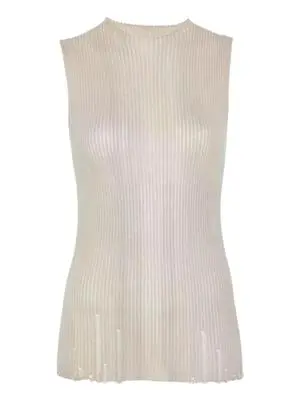 UMA WANG Sleeveless Ribbed Top - Neutrals
