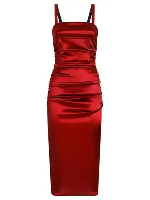 Dolce & Gabbana Ruched Strap Midi Dress - Red