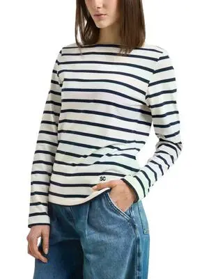 SEMICOUTURE Carmelita Striped Long-sleeve Top - White