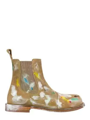 Moschino Pull-tab Painted Chelsea Boots - Brown