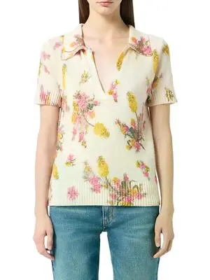 Blumarine Floral-print Top - Neutrals