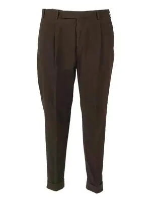PT TORINO Pleated Turn-up Trousers - Brown