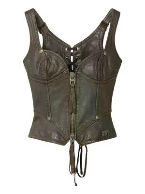 Miss Sixty Leather Top - Brown