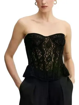 Bardot Cristo Lace Corset Top - Black