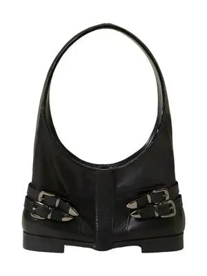 EDEN TAN Buckle-detail Leather Tote Bag - Black