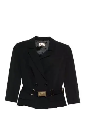 Elisabetta Franchi Belted Double-breasted Jacket - Black