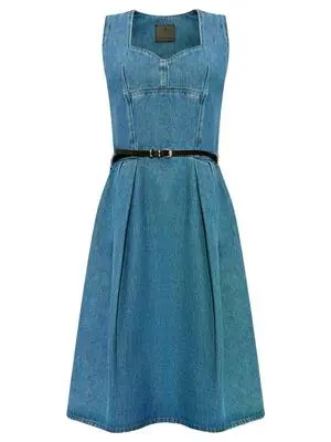 Givenchy Belted Waist Denim Dress - Blue