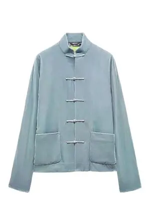 Shanghai Tang Denim Pocket Jacket - Blue