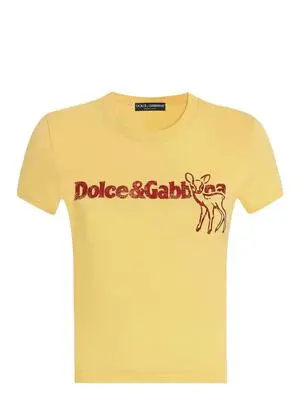Dolce & Gabbana Logo-detail Crew Neck T-shirt - Yellow