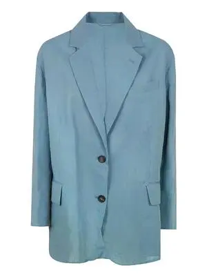 Brunello Cucinelli Buttoned Cotton Blazer - Blue