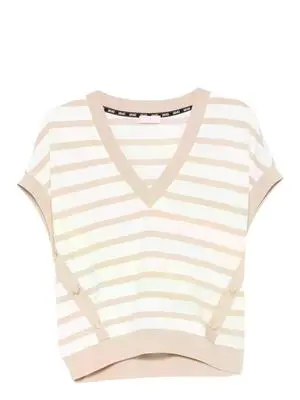 Liu Jo Striped V-neck T-shirt - White