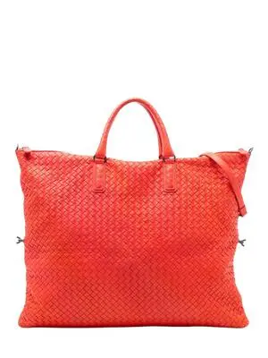 Bottega Veneta Maxi Nappa Intrecciato Convertible Tote Travel Bag - Red