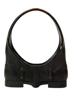 EDEN TAN Heel-detail Leather Tote Bag - Black