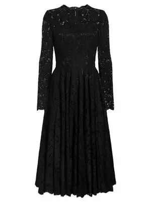 Dolce & Gabbana Lace Long-sleeve Midi Dress - Black