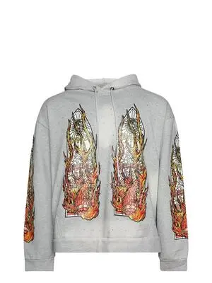 WHO DECIDES WAR BY EV BRAVADO Flame Glass Hoodie - Grey