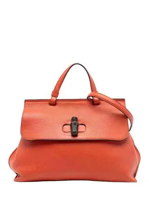 Gucci Leather Bamboo Daily Satchel - Orange
