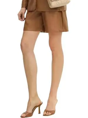 FRACOMINA Tailored Faux-leather Shorts - Brown