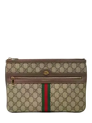 Gucci Gg Supreme Ophidia Clutch - Brown