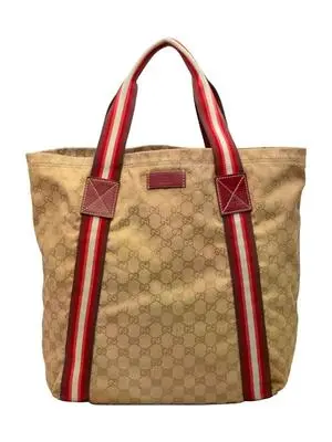 Gucci Gg Canvas Web Tote Bag - Brown