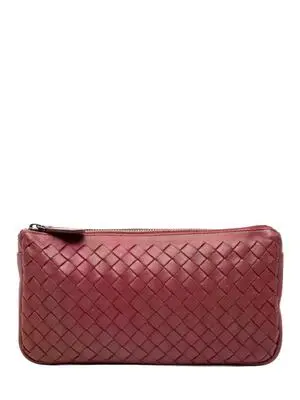 Bottega Veneta Nappa Intrecciato Pouch - Red