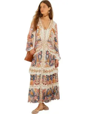 Farm Rio Sea Garden Ruffled Maxi Dress - Sea Garden Off-white