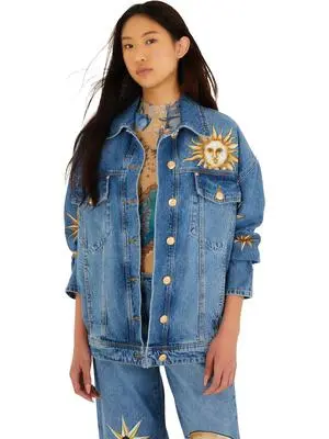 Farm Rio Printed Jacket - Denim
