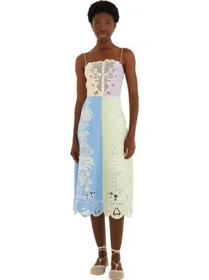 Farm Rio Multicolor Embroidered Linen Midi Dress - Multi