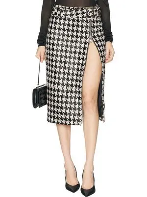 LAQUAN SMITH Tailored Leather Skirt - Black & White