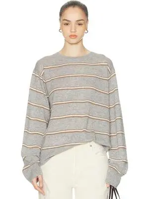 Eterne James Cashmere Sweater - Heather Grey Stripe
