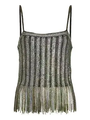 Alice + Olivia Beaded Fringe Top - Silver