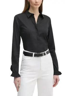 MOS MOSH Mattie Ruffled-cuff Shirt - Black