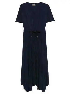 Herno Pleated V-neck Dress - Blue