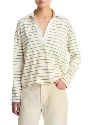 Vince Striped V-neck T-shirt - White