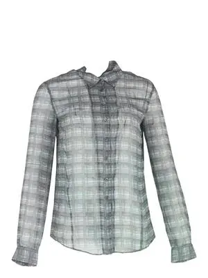 Theory Checked Silk Shirt - Grey