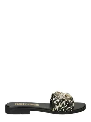 Just Cavalli Logo-plaque Woven Sandals - Black