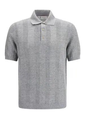 Brunello Cucinelli Ribbed Polo Shirt - Grey